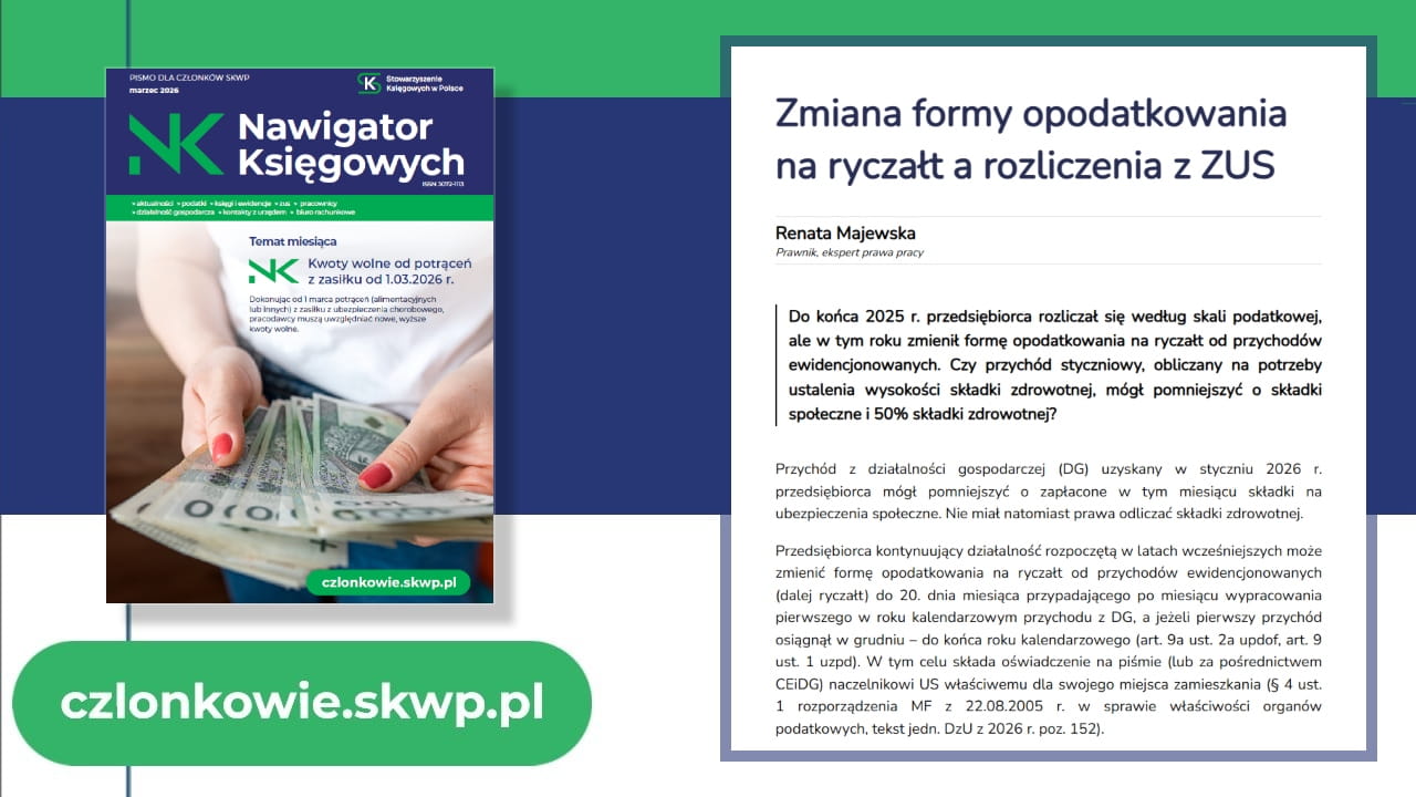 Zmiana formy opodatkowania na ryczałt a rozliczenia z ZUS